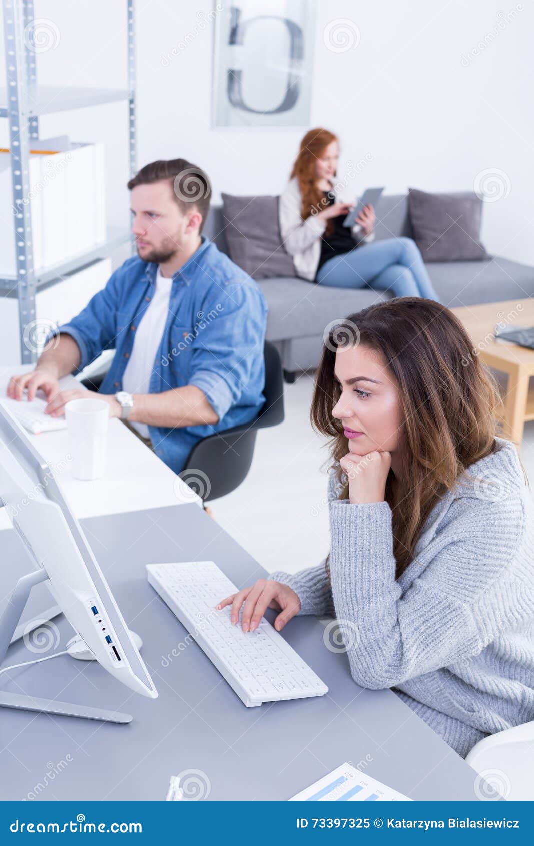 Complete focus on tasks stock image. Image of couch, interior - 73397325