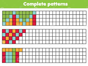 Complete Geometric Patterns. Educational Game for Children. Drawing ...