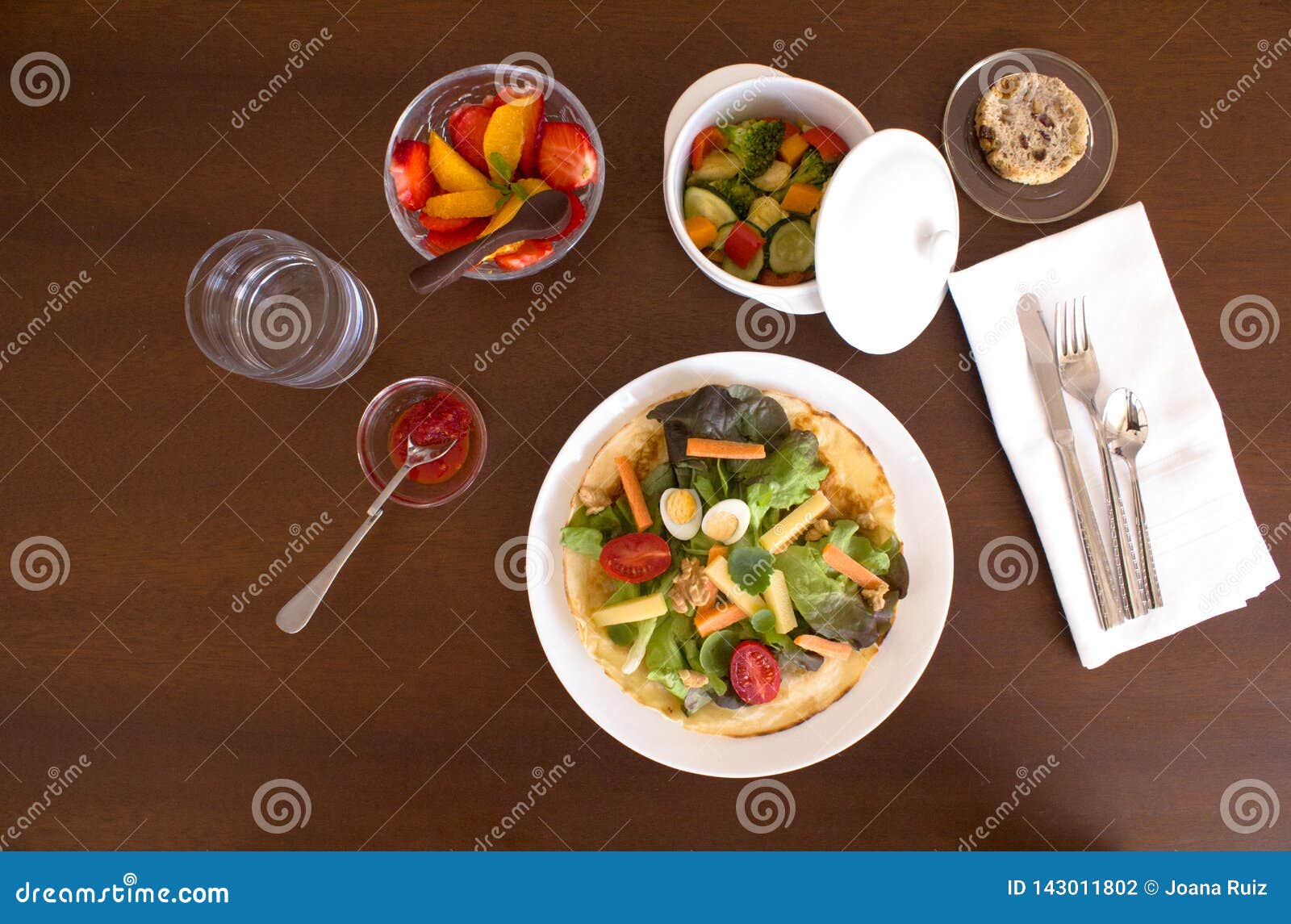 Complete Healthy Lunch Served at Table Stock Photo - Image of ...