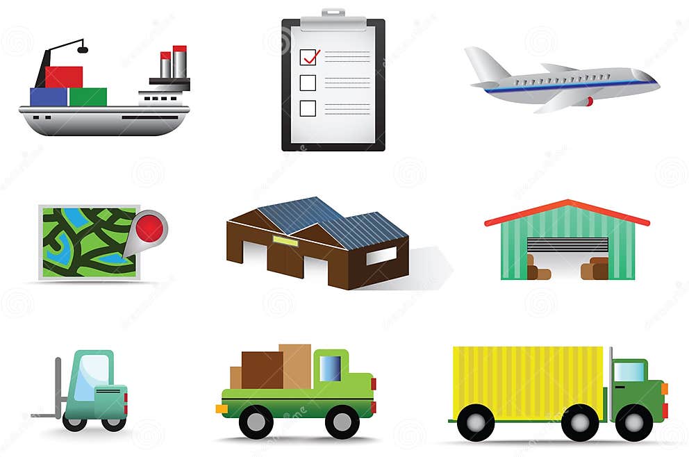 Complete Logistic and Transportation Icon Collecti Stock Vector ...