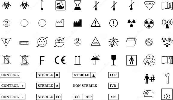 Complete Medical Packaging Symbols Stock Vector - Illustration of ...