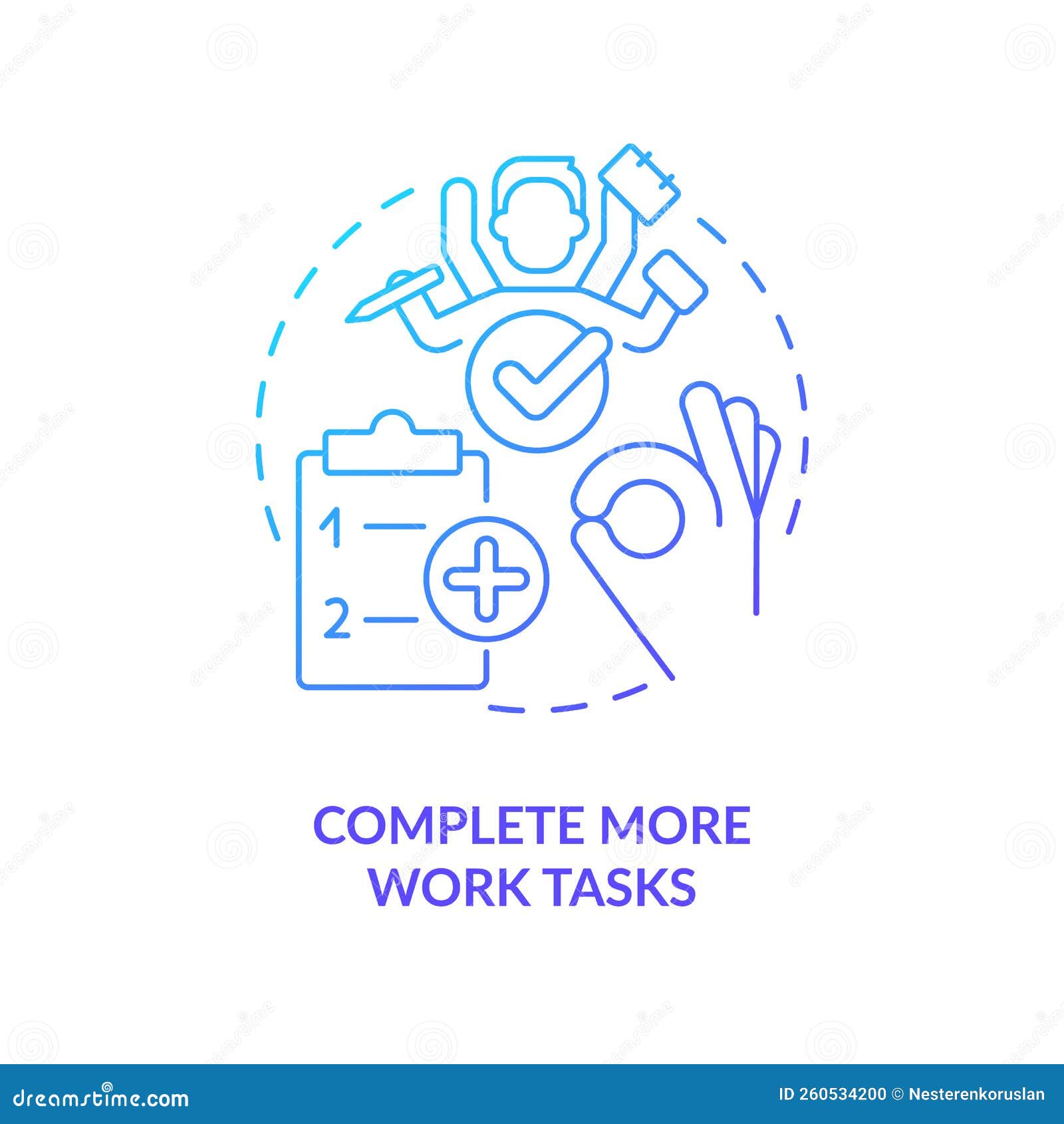 Complete More Work Tasks Blue Gradient Concept Icon Stock Vector ...