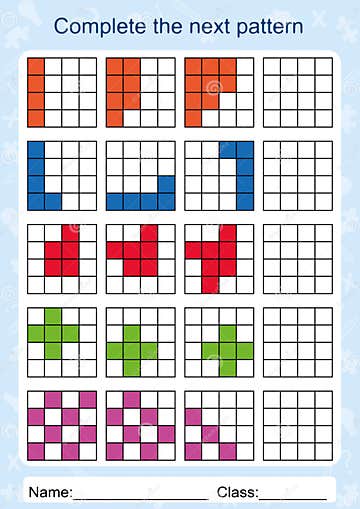 Complete the Next Pattern, Worksheet for Children Stock Illustration ...
