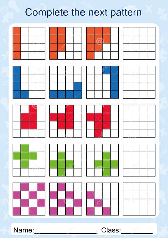 Complete the Next Pattern, Worksheet for Children Stock Illustration ...