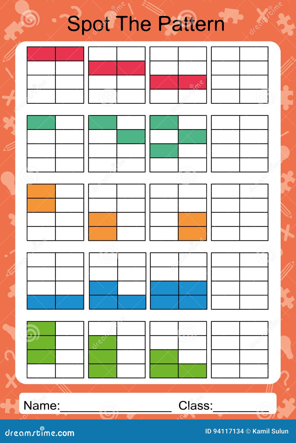 Complete the Next Pattern, Worksheet for Children Stock Illustration ...