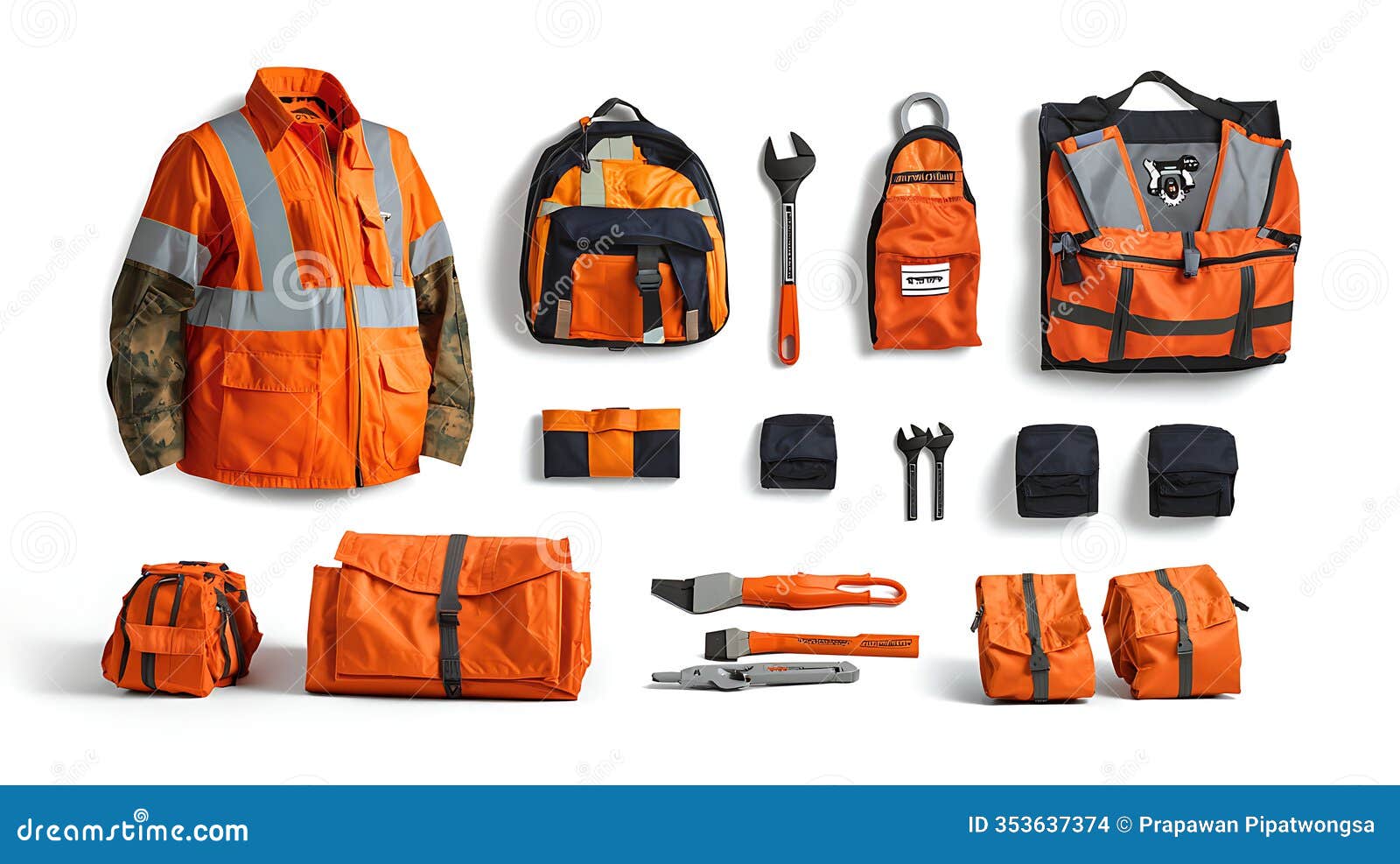Complete Occupational Safety Set with Tools and Accessories in Orange ...