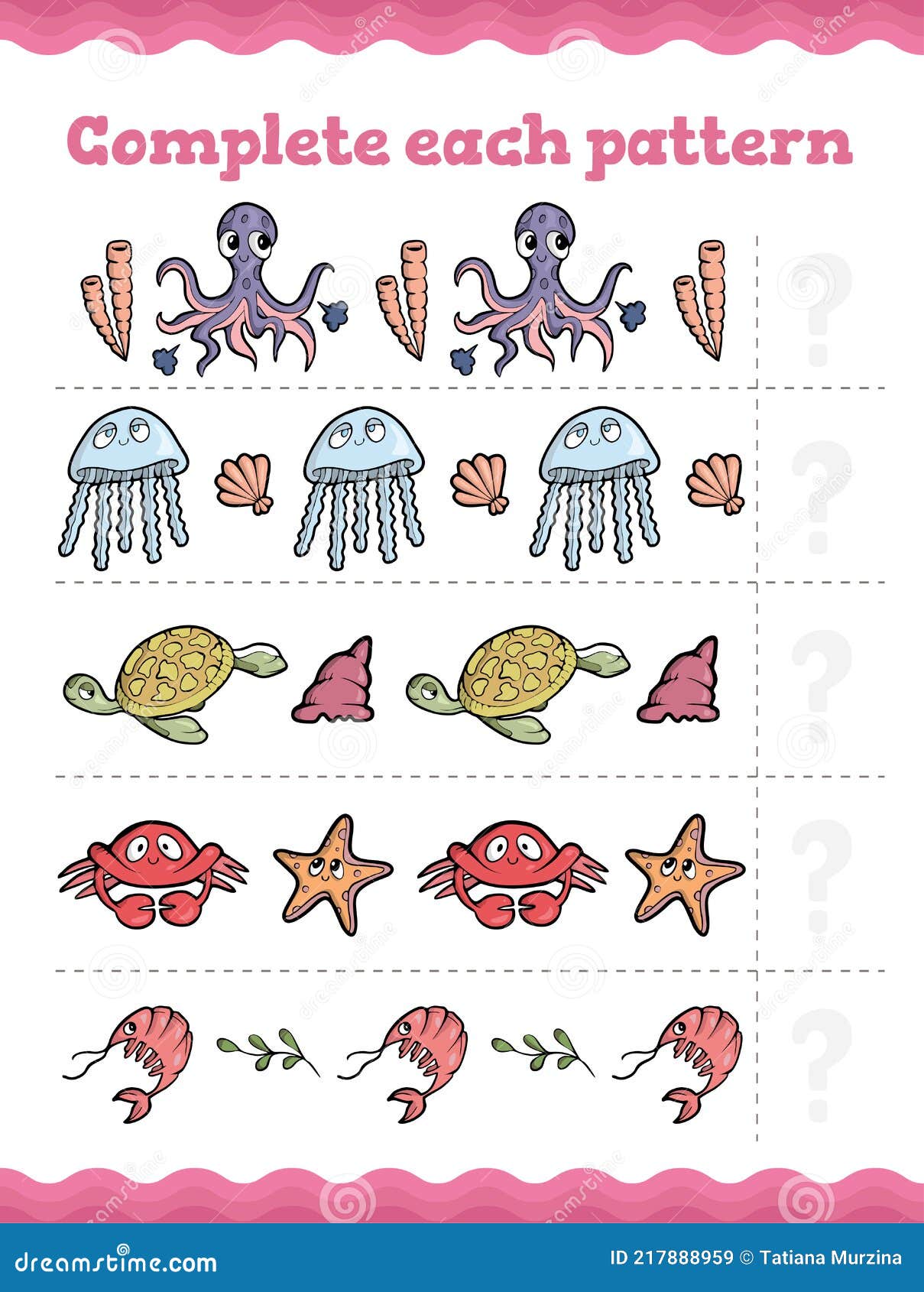 Complete the Pattern Educational Game for Children. Cartoon Vector ...