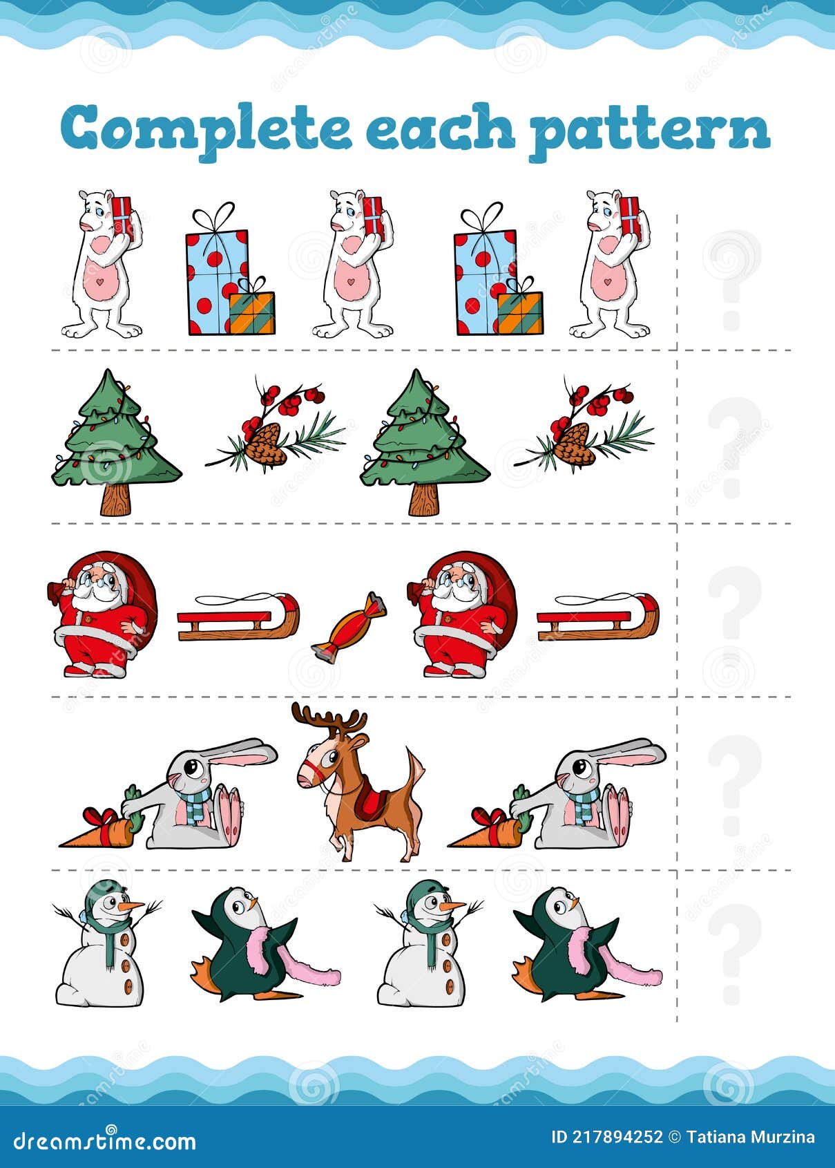 Complete the Pattern Educational Game for Children. Cartoon Vector ...