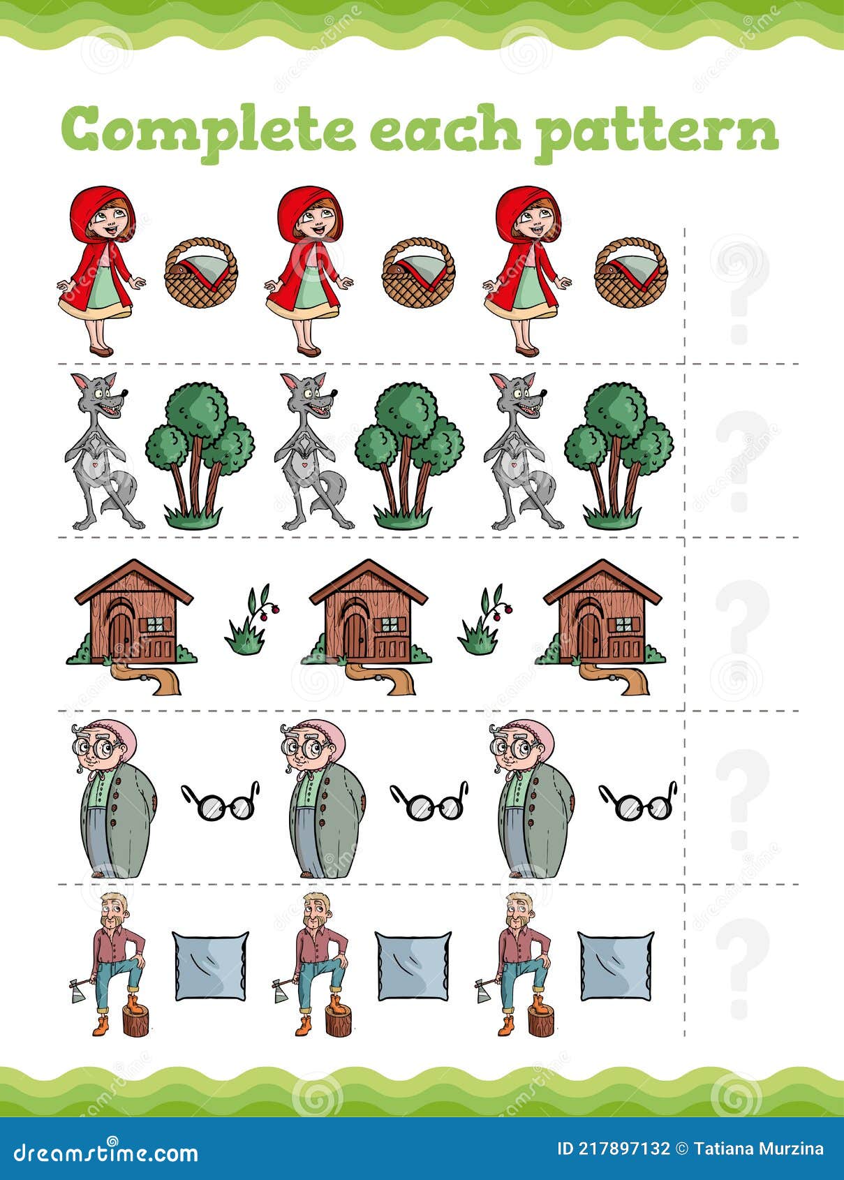 Complete the Pattern Educational Game for Children. Cartoon Vector ...