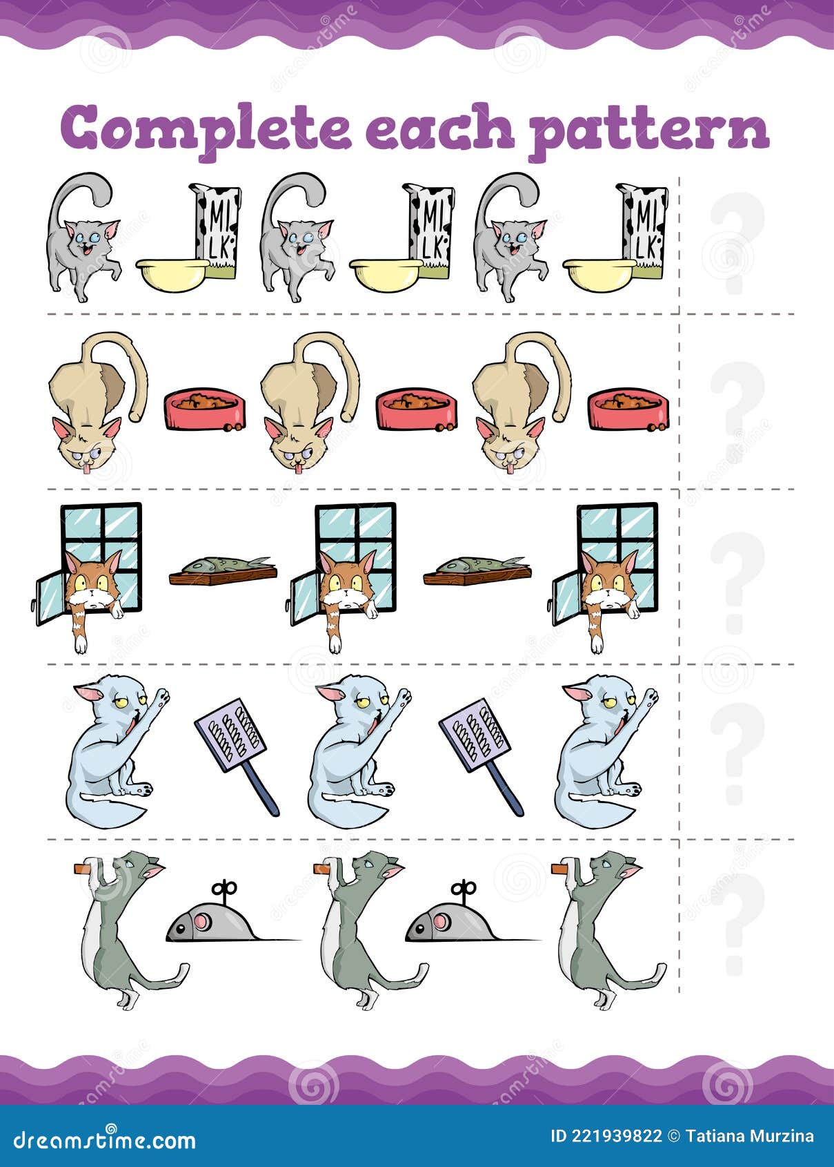 Complete the Pattern Educational Game for Children. Stock Vector ...