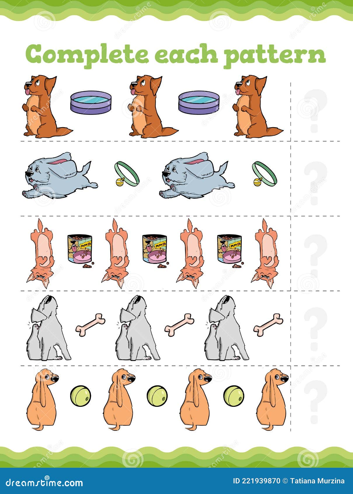 Complete the Pattern Educational Game for Children. Stock Vector ...