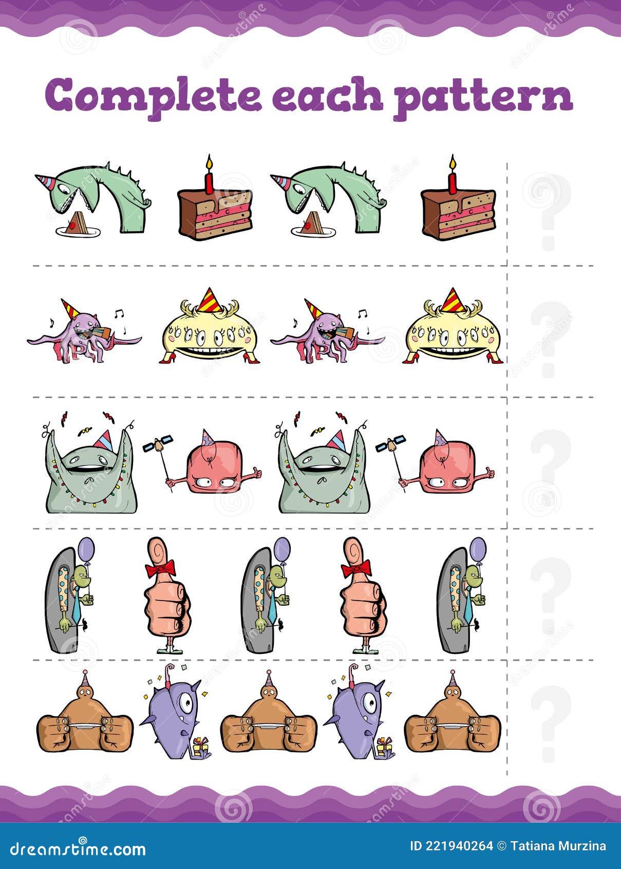 Complete the Pattern Educational Game for Children. Stock Vector ...