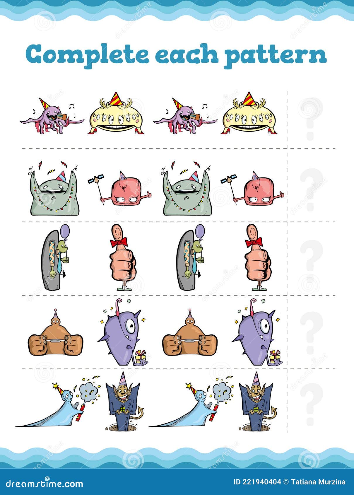 Complete the Pattern Educational Game for Children. Stock Vector ...