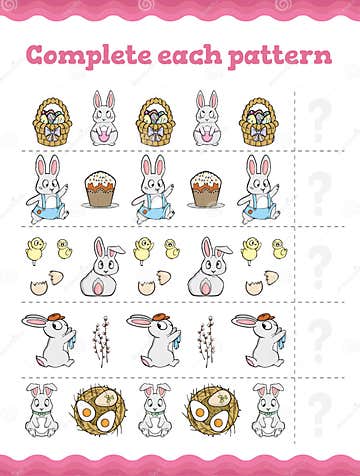 Complete the Pattern Educational Game for Children. Stock Vector ...