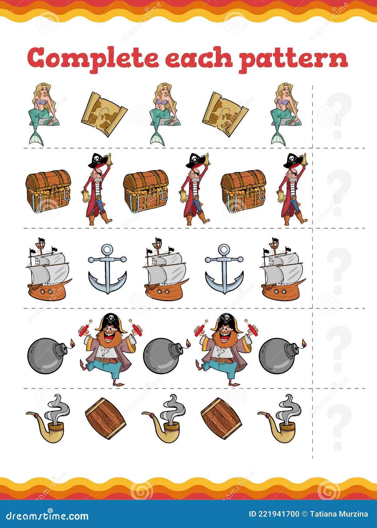 Complete the Pattern Educational Game for Children. Stock Vector ...