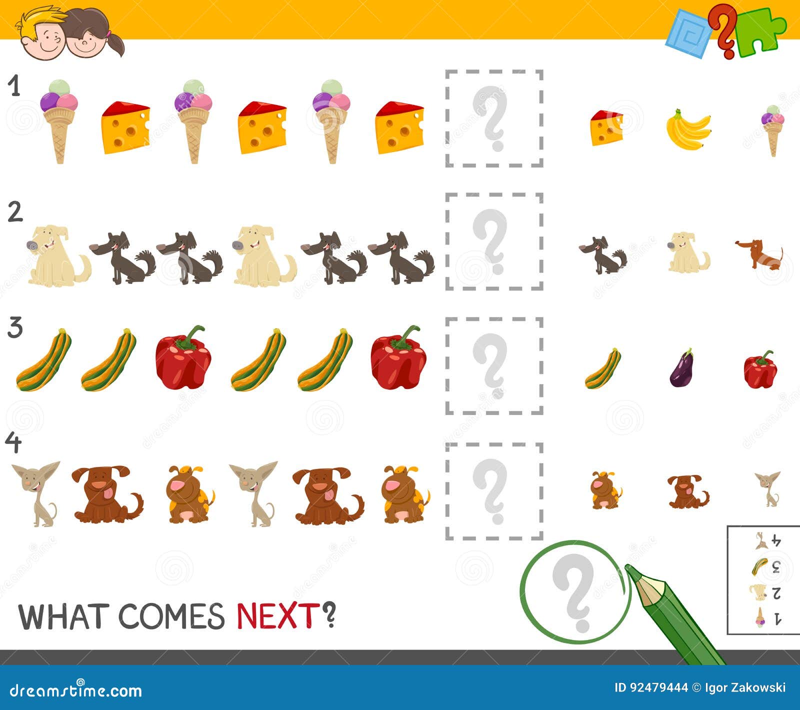 Complete the pattern game stock vector. Illustration of objects - 92479444