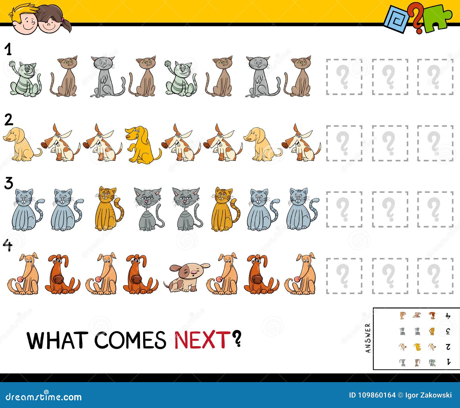 Completing The Pattern Educational Game For Preschool Children Royalty ...