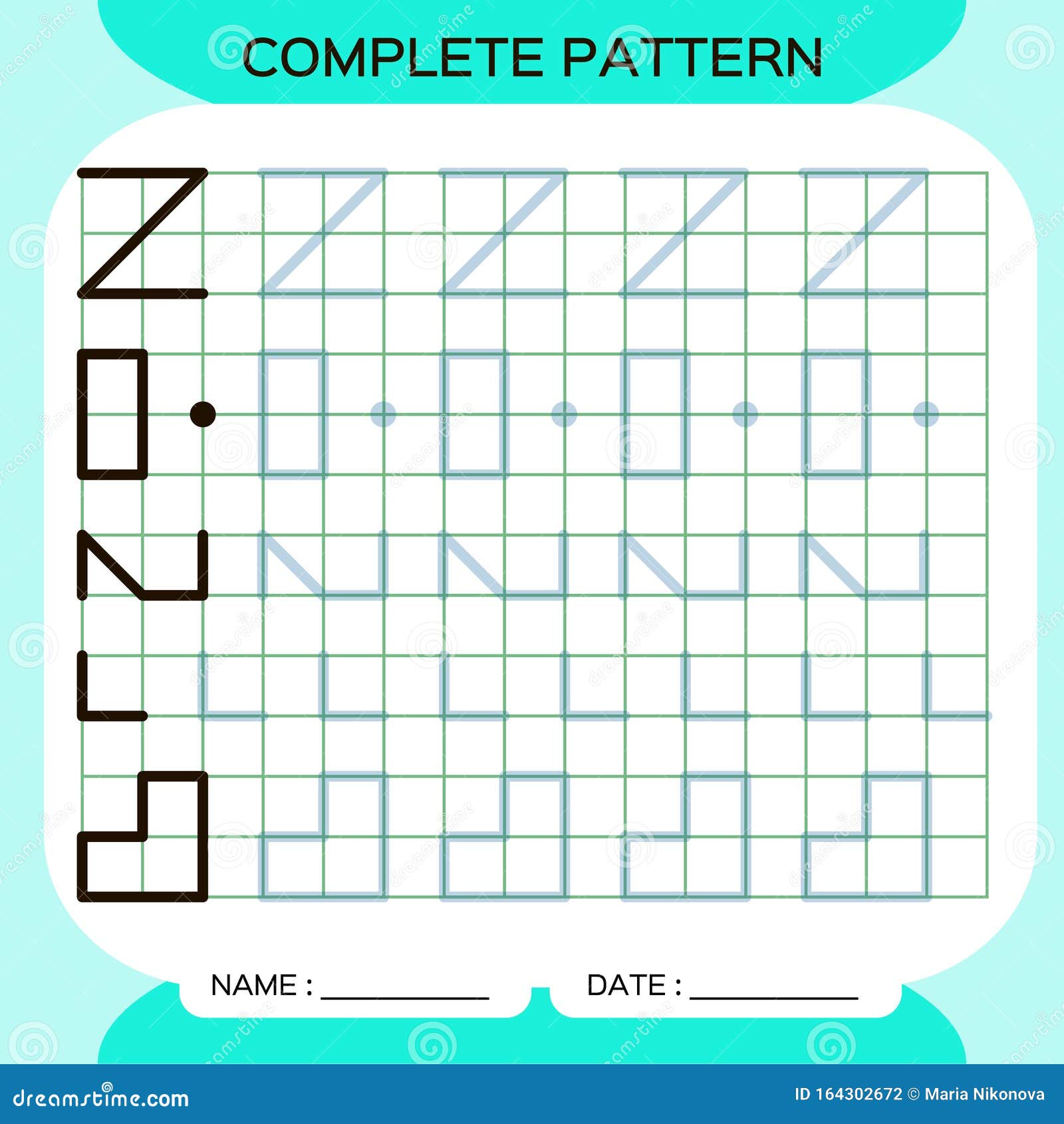 Complete Pattern. Tracing Lines Activity for Early Years. Preschool Worksheet for Practicing ...