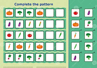 Complete the Pattern, Worksheet for Kids Stock Illustration ...