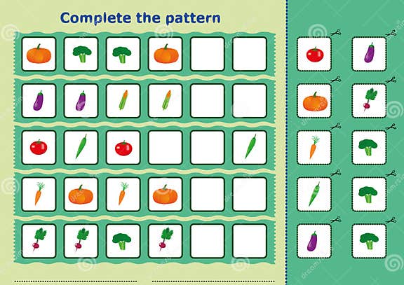 Complete the Pattern, Worksheet for Kids Stock Illustration ...