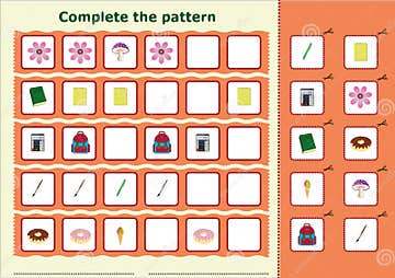 Complete the Pattern, Worksheet for Kids Stock Illustration ...
