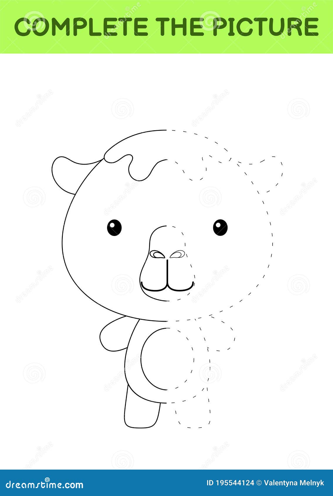 Complete the Picture of Cute Camel. Coloring Book. Copy Picture ...