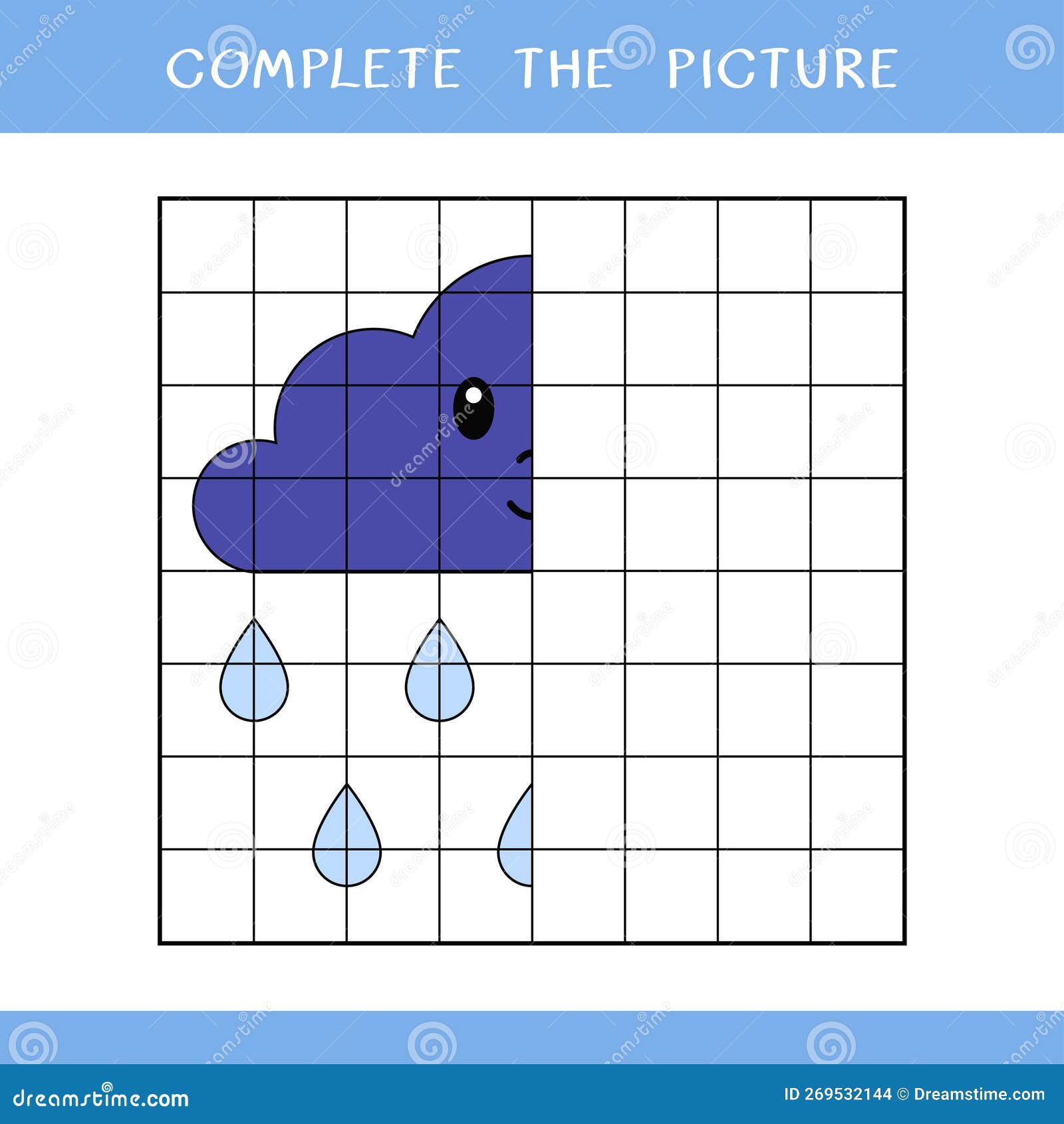 Complete the Picture of Cute Rainy Cloud. Vector Worksheet Stock ...