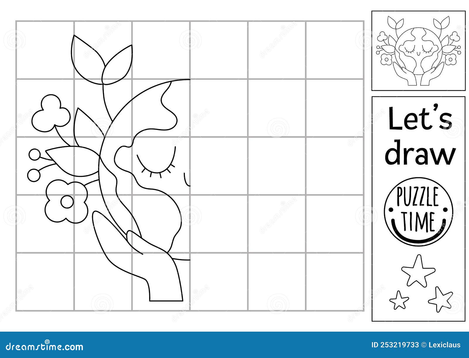 Complete the Planet Picture. Vector Ecological Symmetrical Drawing ...