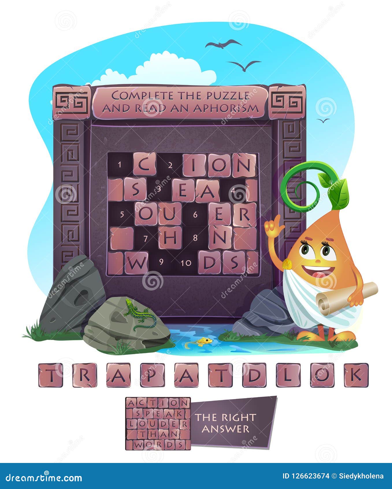 Complete the puzzle action stock illustration. Illustration of game ...