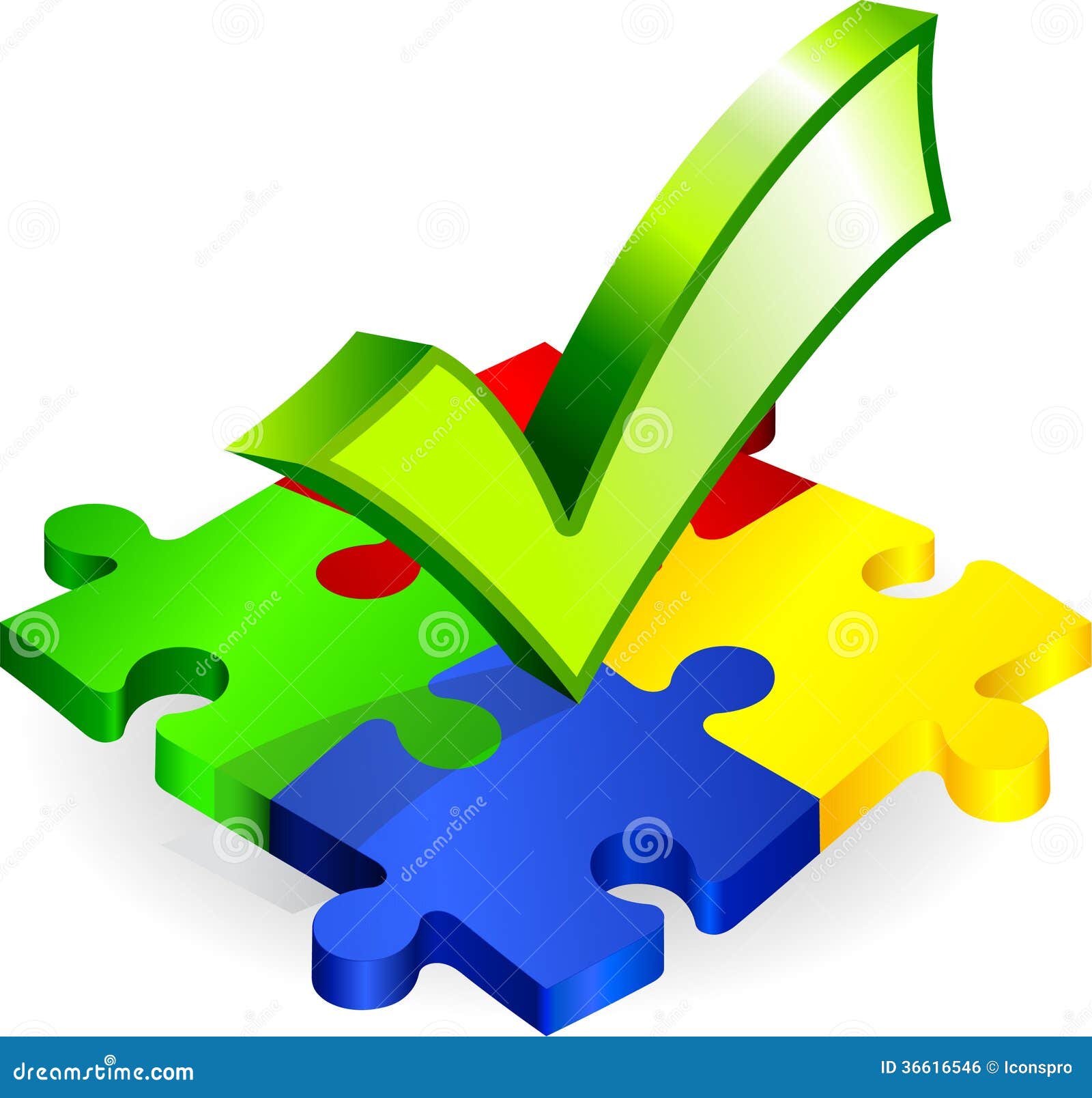 Complete Puzzle with Check Mark Stock Illustration - Illustration of ...
