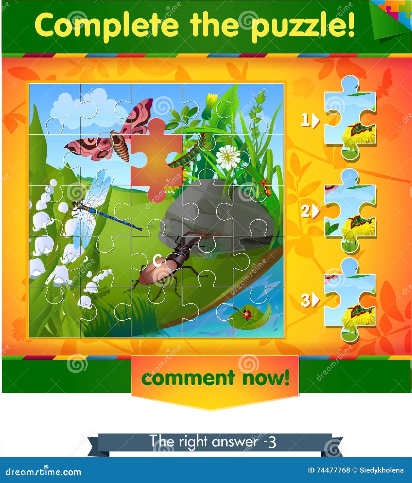 Complete the Puzzle Insects 4 Stock Illustration - Illustration of ...
