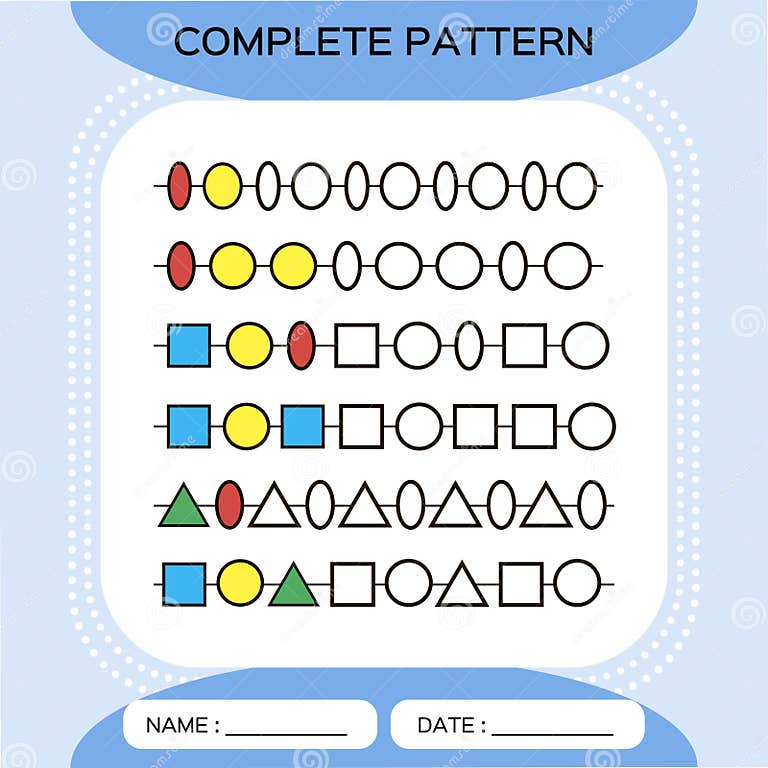 Complete Repeating Patterns. Worksheet for Preschool Kids. Practicing ...