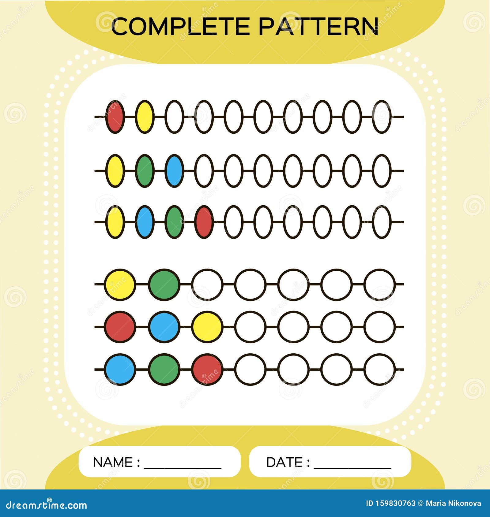 Complete Repeating Patterns. Worksheet for Preschool Kids. Practicing ...