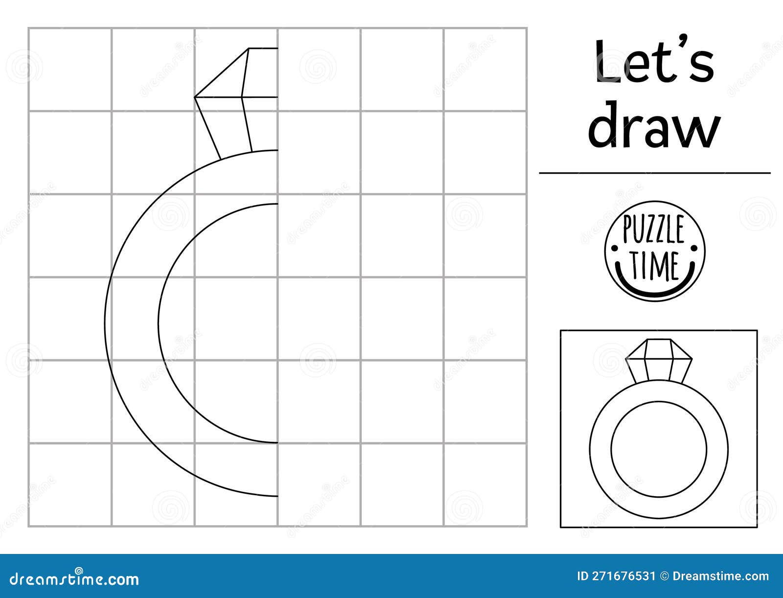 Complete the Ring Picture. Vector Wedding Symmetrical Drawing Practice ...