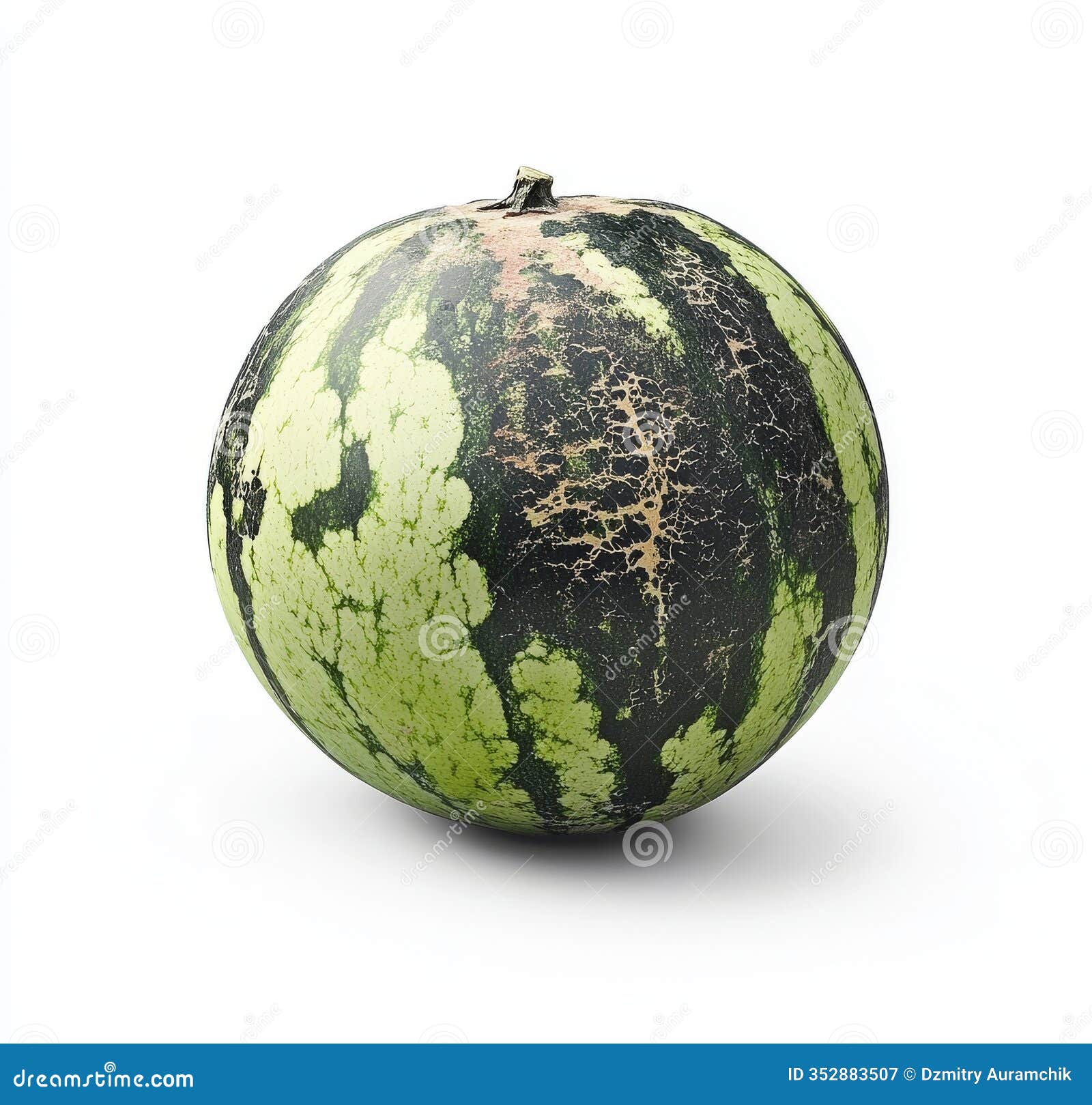 A Complete Round Watermelon on a White Background. Stock Image - Image ...