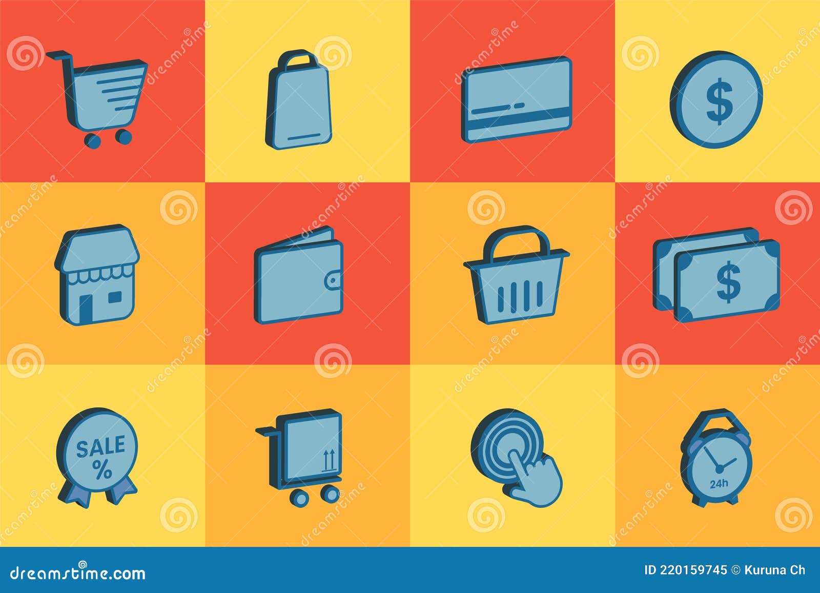 Complete Set of 3d Pop Up Buttons Vector Illustration Stock Vector ...