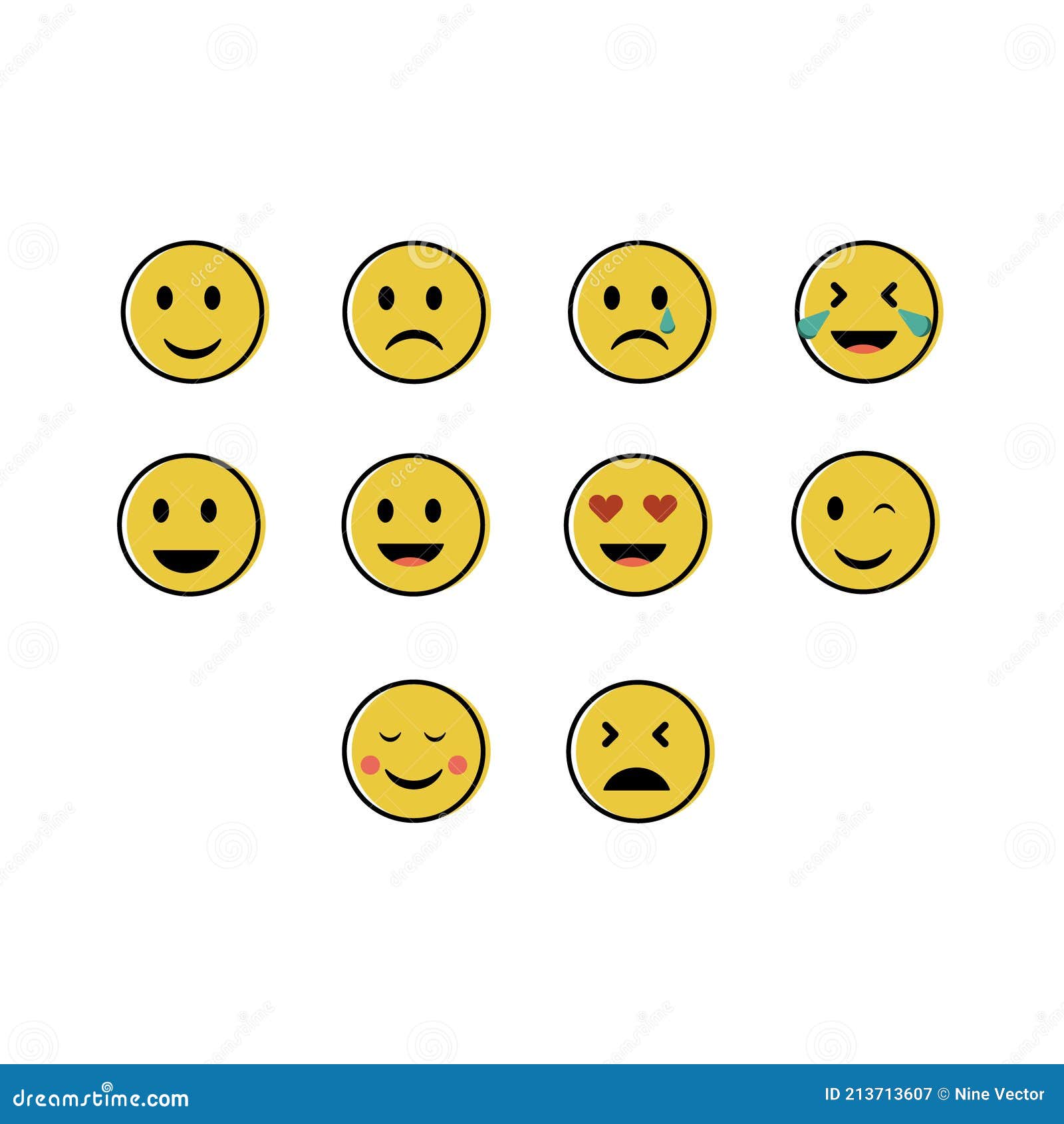 Complete Set of Emoticon Vector Designs Stock Vector - Illustration of ...