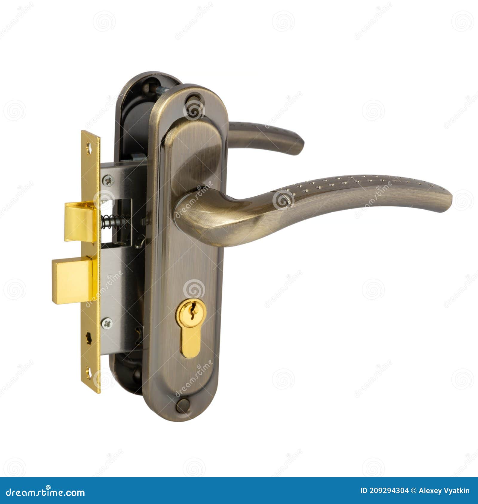 Complete Set of Mortise Lock in Bronze Color with a Rectangular Bolt ...