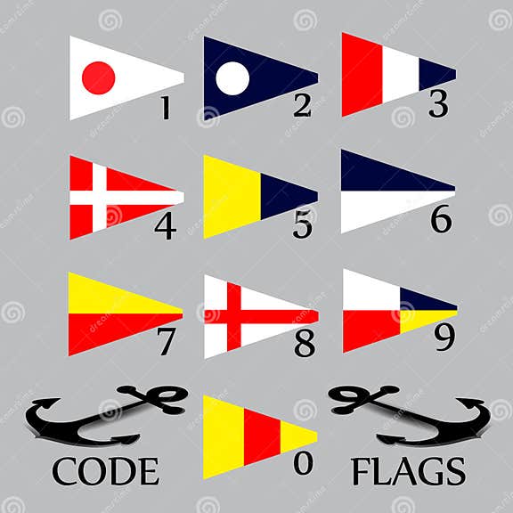 Complete Set of Nautical Flags for Numbers Stock Vector - Illustration ...