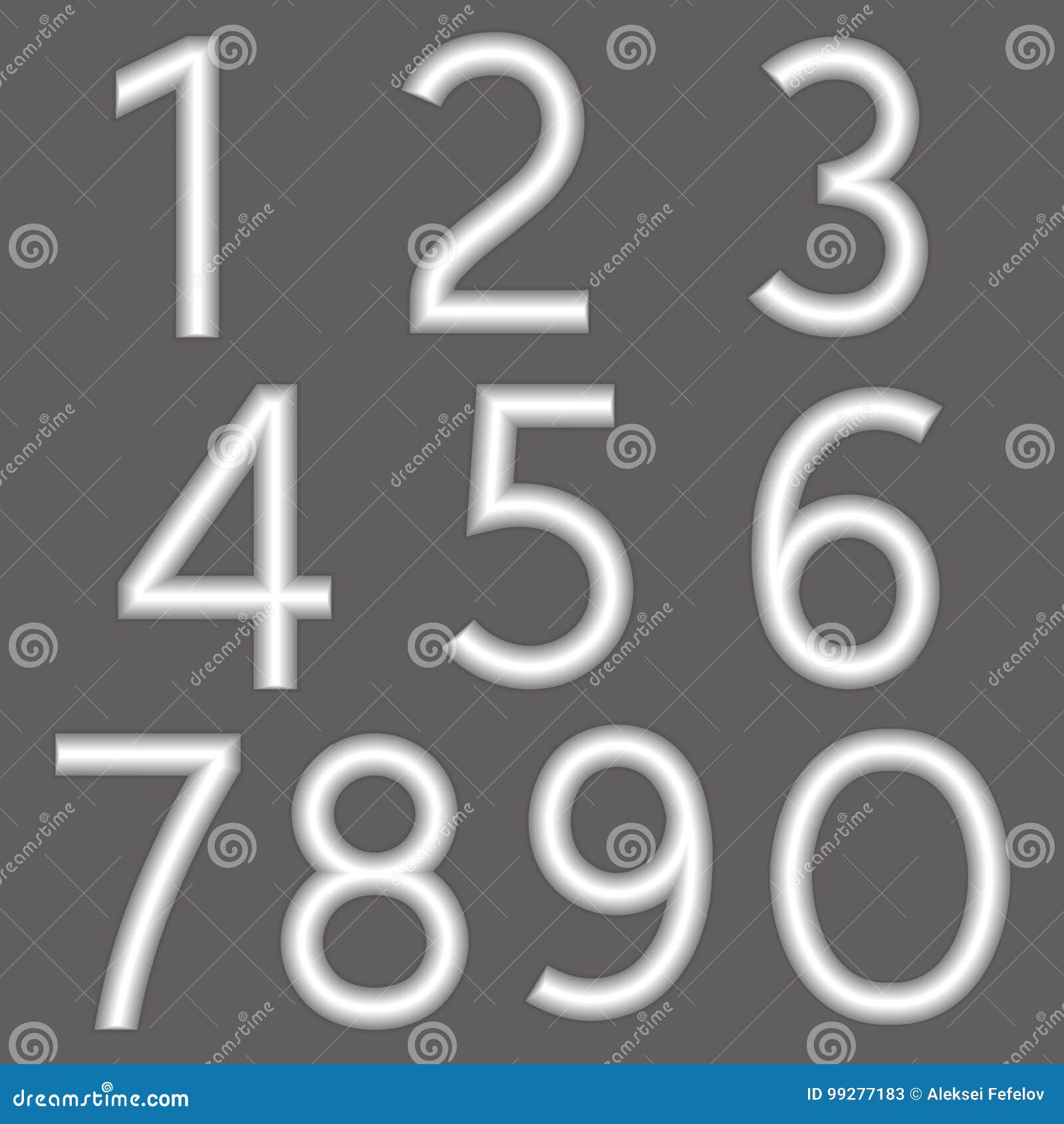 A Complete Set Of Numbers Made From Silver Wire With A Matte Surface ...