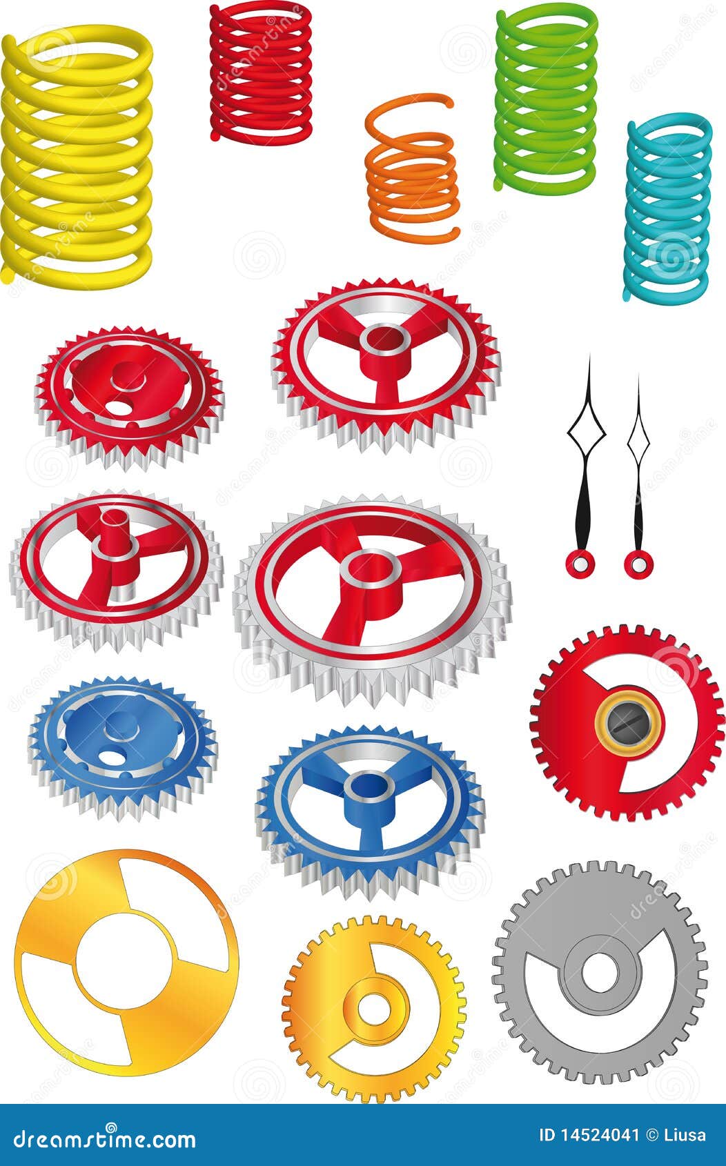 The Complete Set Springs of Gears Stock Vector - Illustration of clock ...