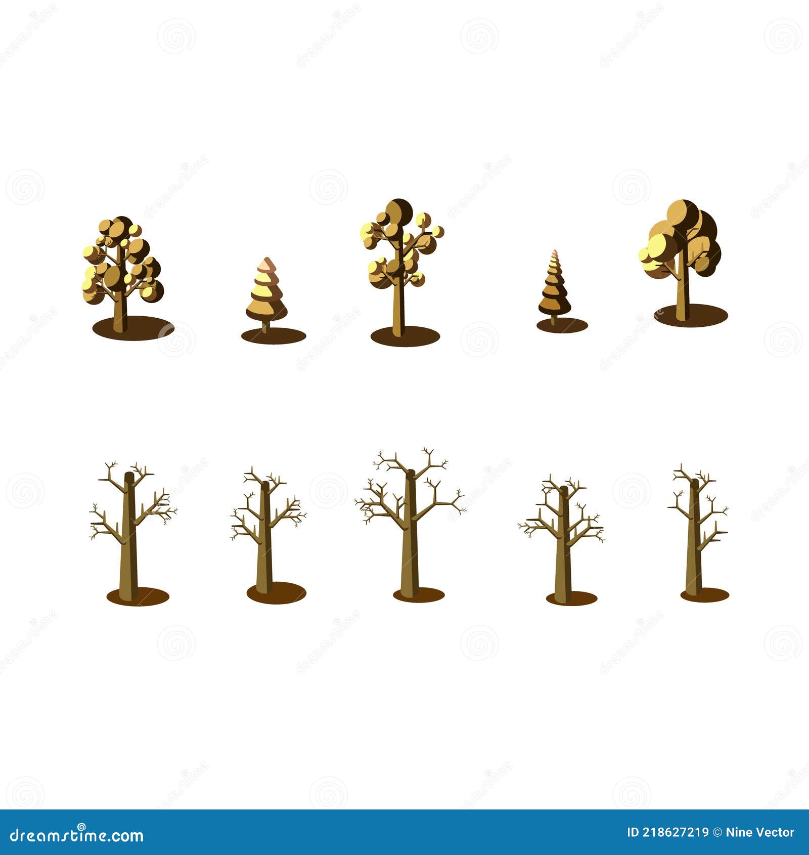 Complete Set of Tree Vector Illustrations, for the Afternoon and Dry ...