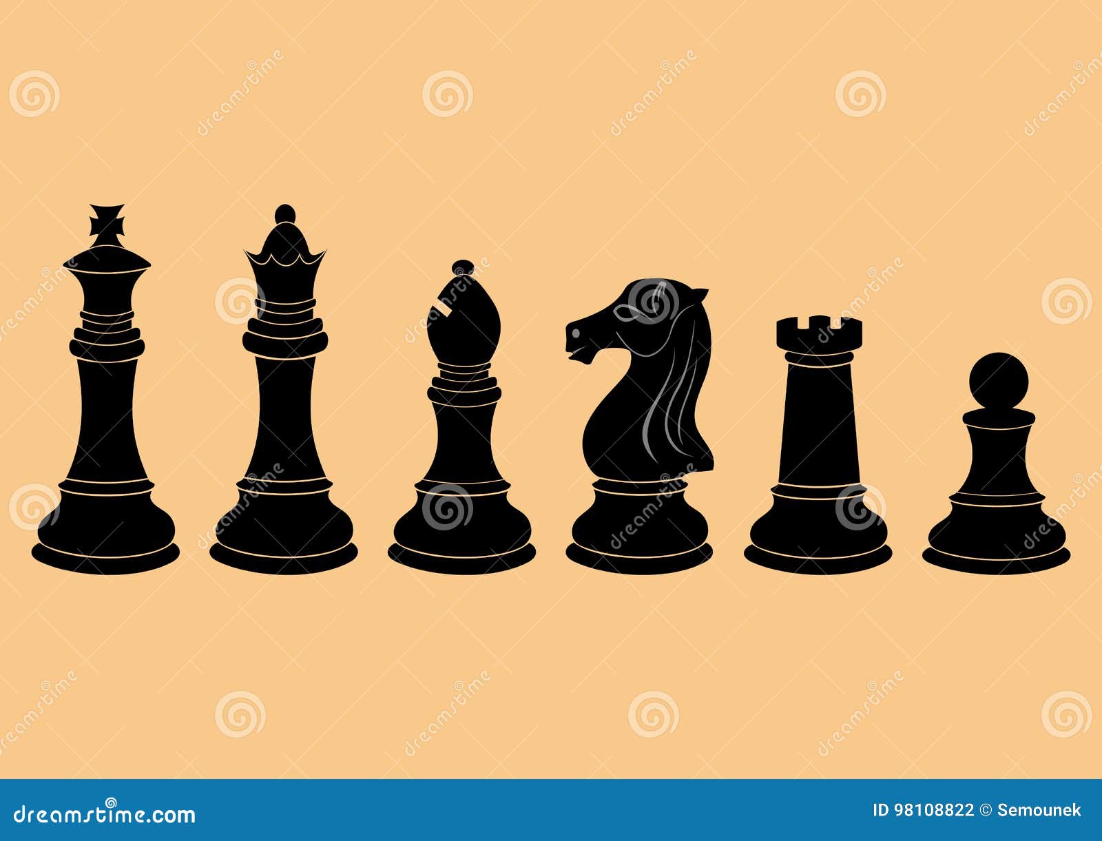 Complete Set of Vector Silhouettes Chess Figures Stock Vector ...