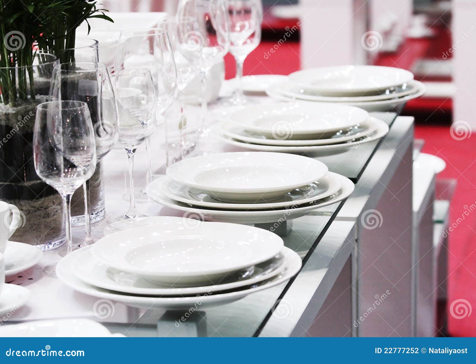 Complete Set of White Ware and Glass Glasses Stock Photo - Image of ...