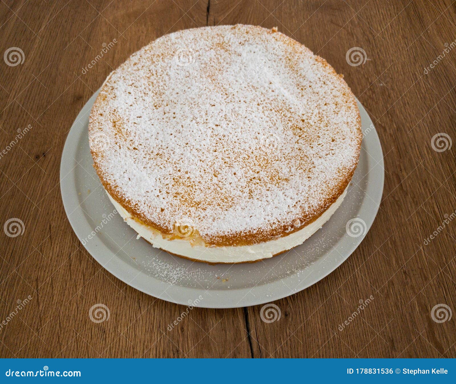 A Complete, Uncut Delicious Cheesecake from a Side View. Stock Photo ...