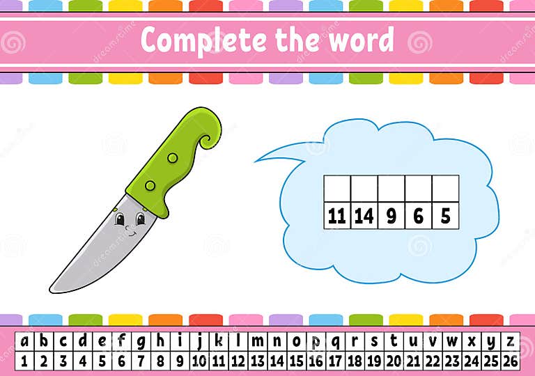 Complete the Words. Cipher Code. Learning Vocabulary and Numbers ...