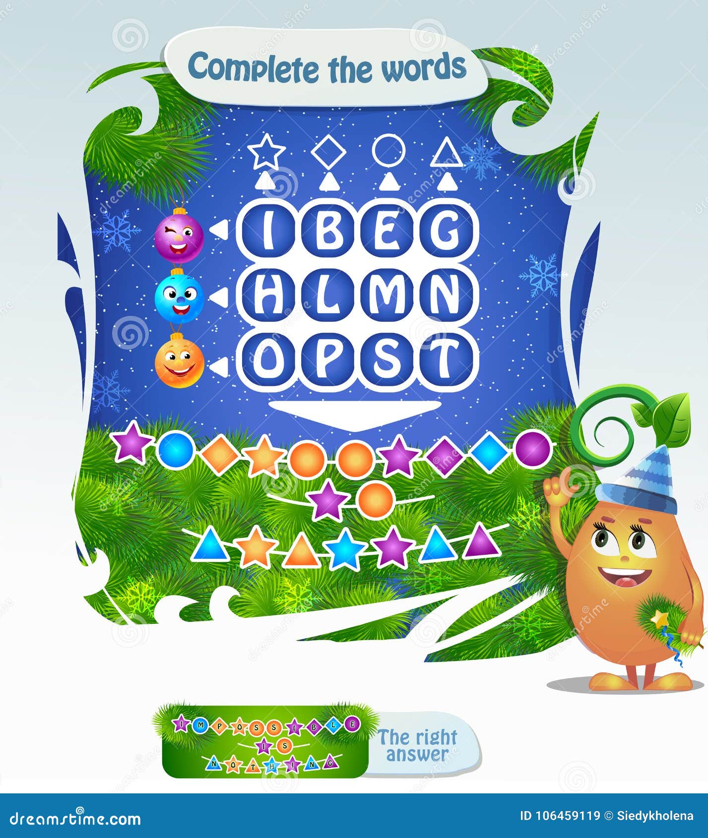 Complete the Words Code Christmas Stock Illustration - Illustration of ...