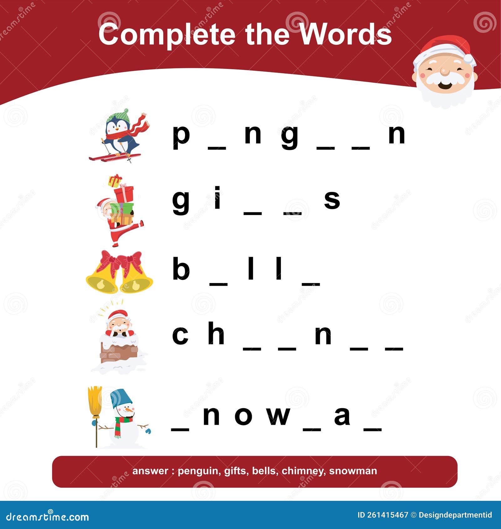 What Letters are Missing? Complete the Words Stock Vector ...