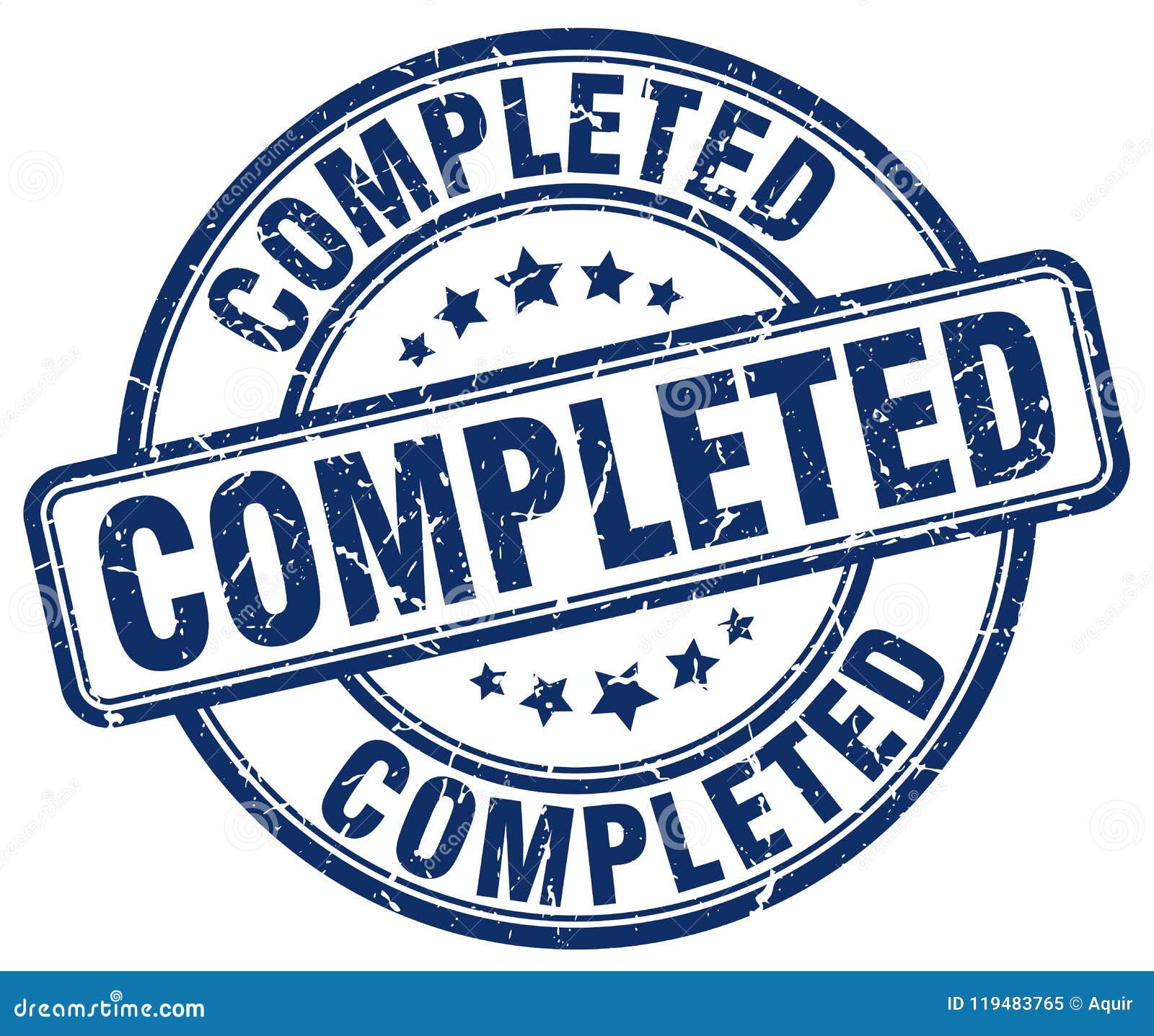 Completed blue stamp stock vector. Illustration of completed - 119483765