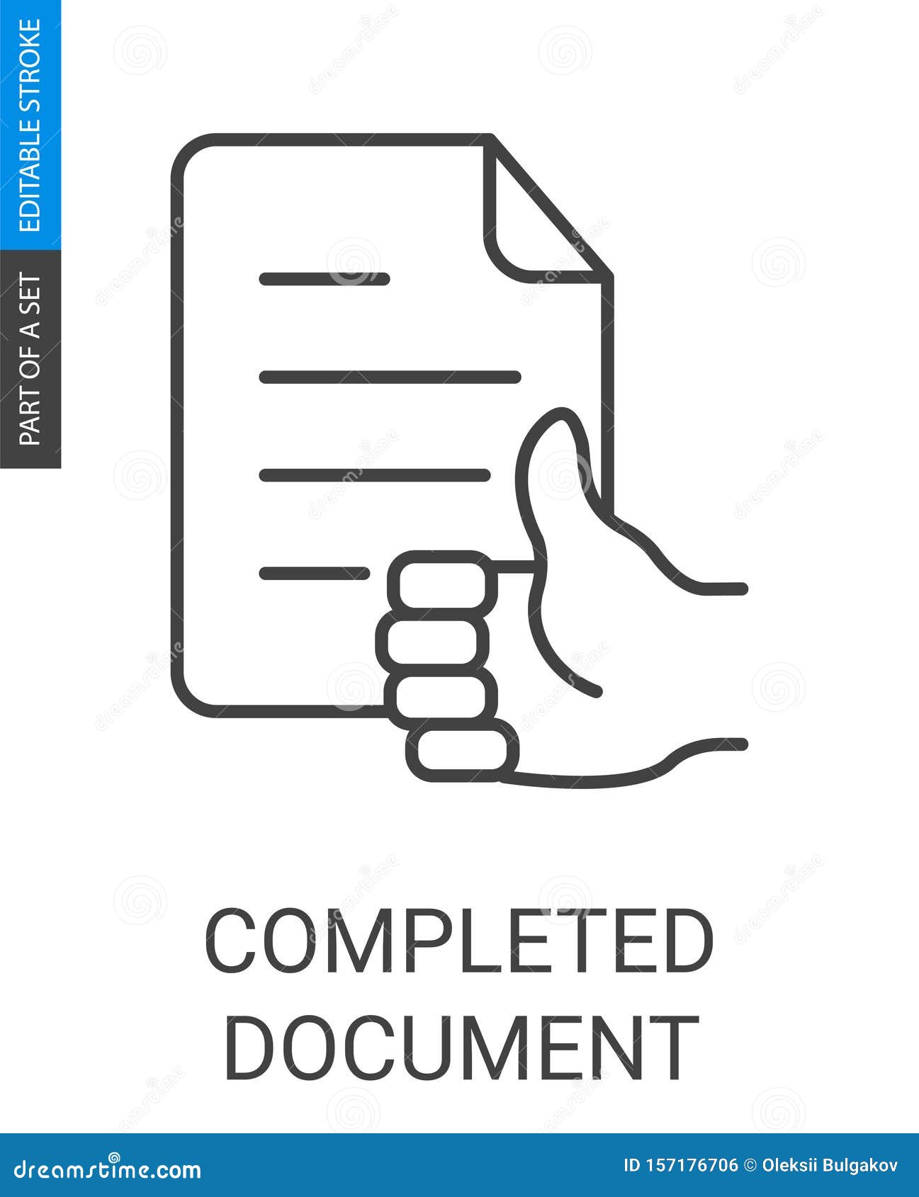 Completed Document Icon in Flat Outline Style. Stock Vector ...